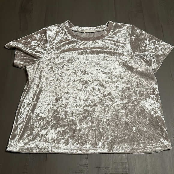 Tops | Poliester Spandex Silver Crop Too | Poshmark